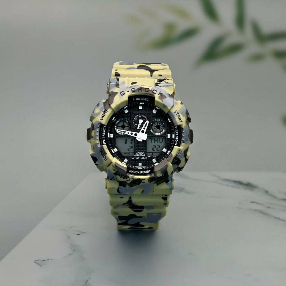 Green Army Chronograph G-Shock Rubber Strap Wrist Watch For Men ...